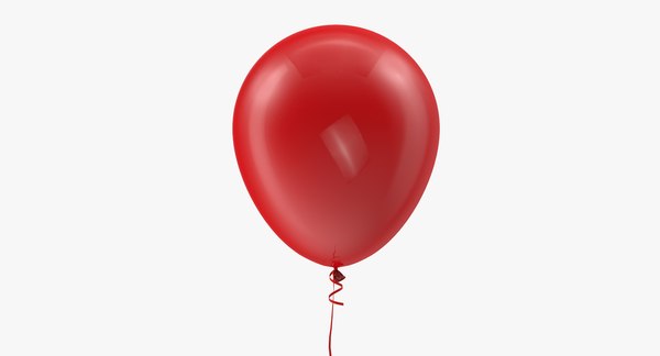 3D red balloon ribbon - TurboSquid 1251960