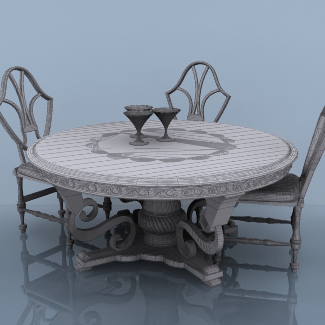 set furniture antique 3d model