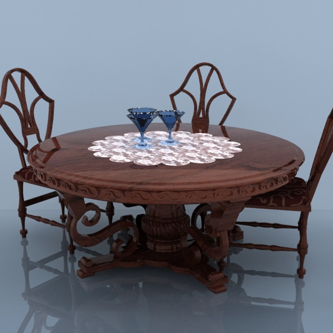 set furniture antique 3d model