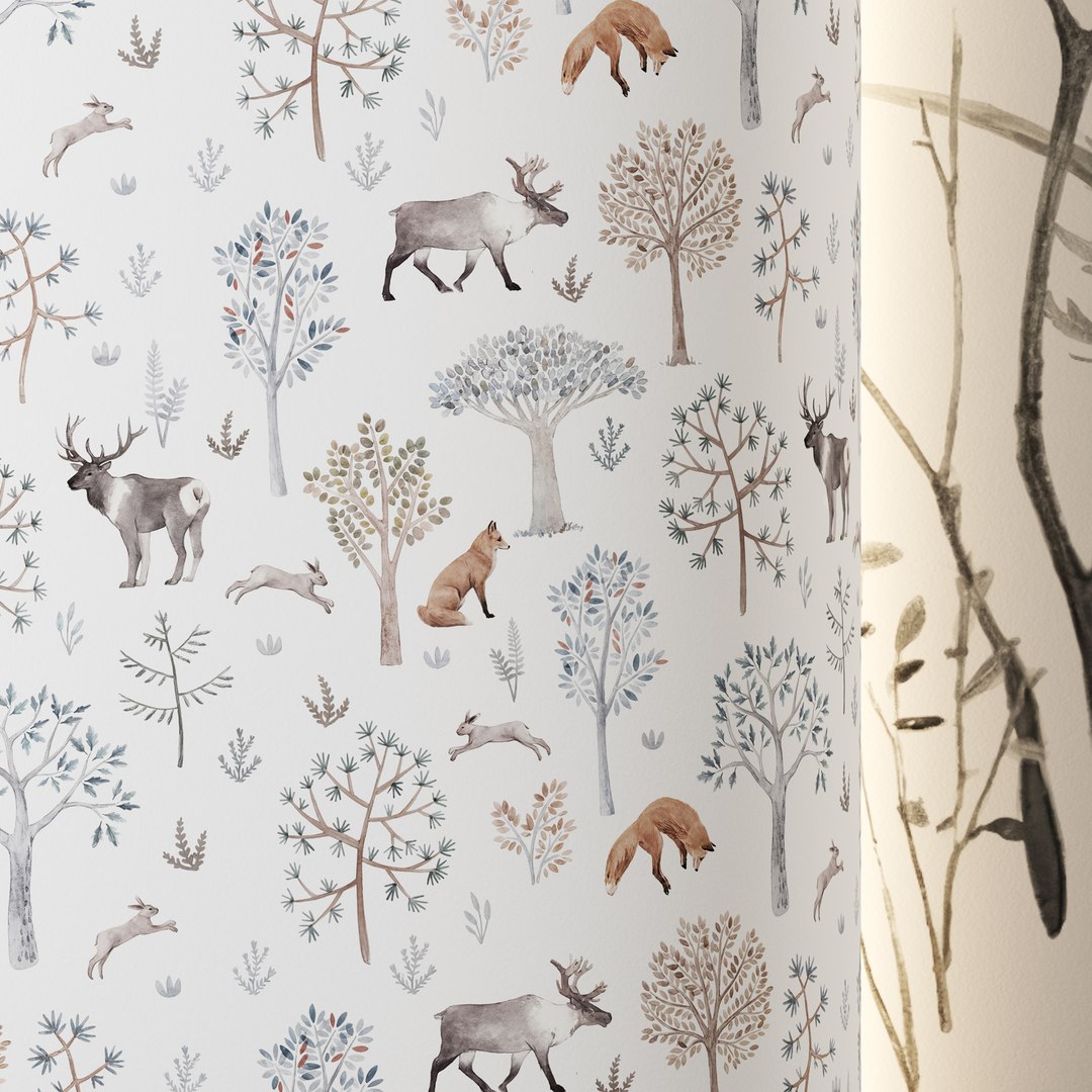 Forest Friends Mural Wallpapers 3D Model - TurboSquid 2186778
