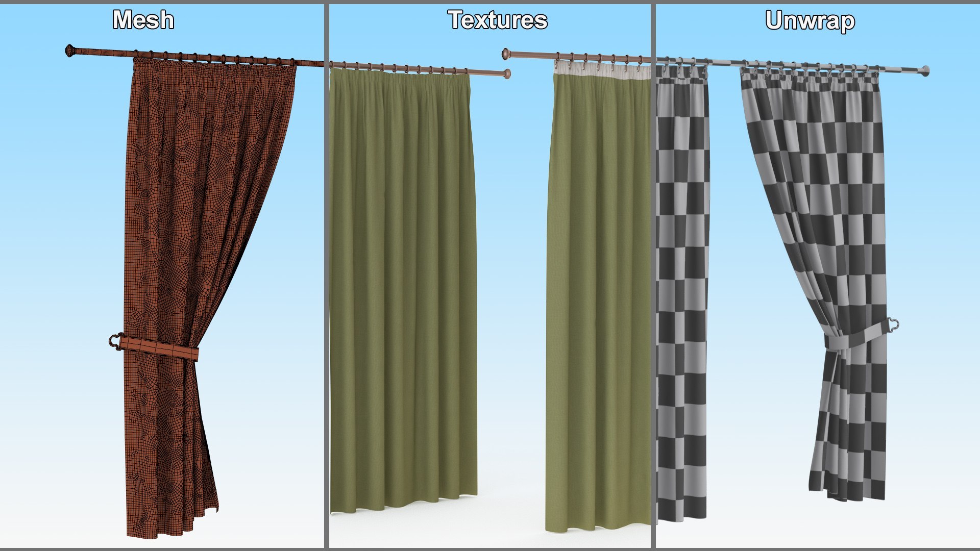 Classic Curtains Collection 3D Model - TurboSquid 2298948