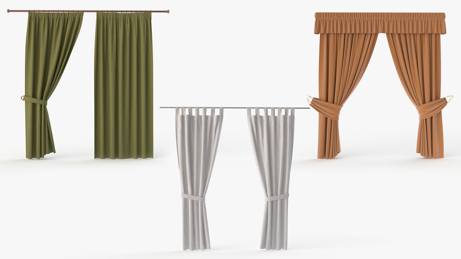 Classic Curtains Collection 3D Model - TurboSquid 2298948