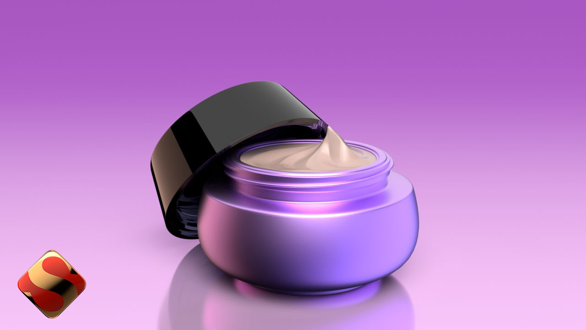 3d facial creme jar model