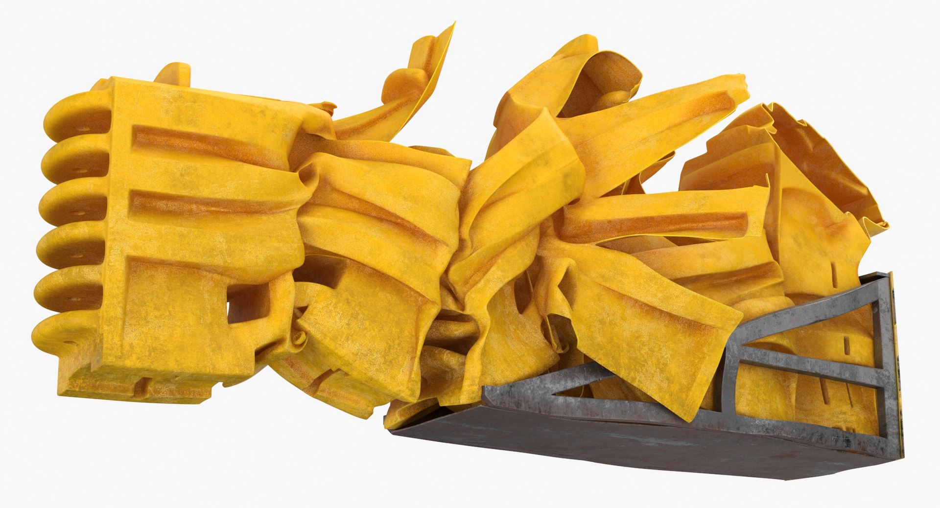 3D Crash Cushions 3 Damaged Model - TurboSquid 1912558