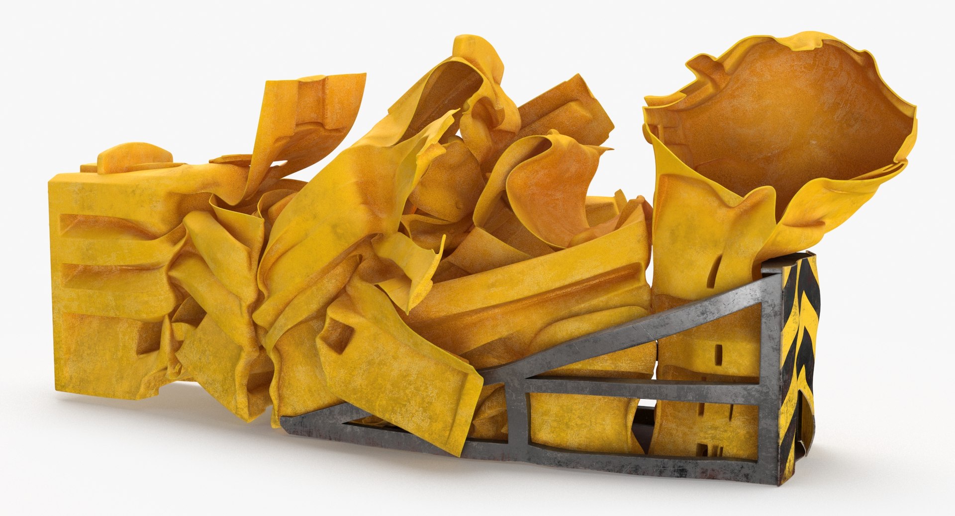 3D Crash Cushions 3 Damaged Model - TurboSquid 1912558