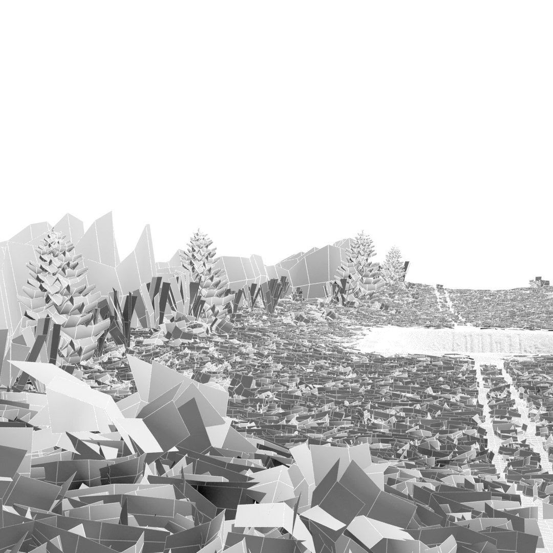 3d Model Natural Environment Trees Shrubs