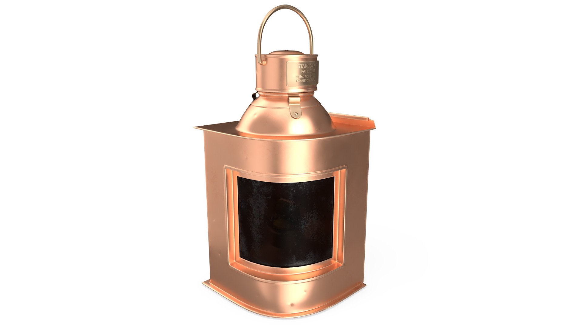 3D Antique Copper Ship Lantern With Black Glass - TurboSquid 2230653