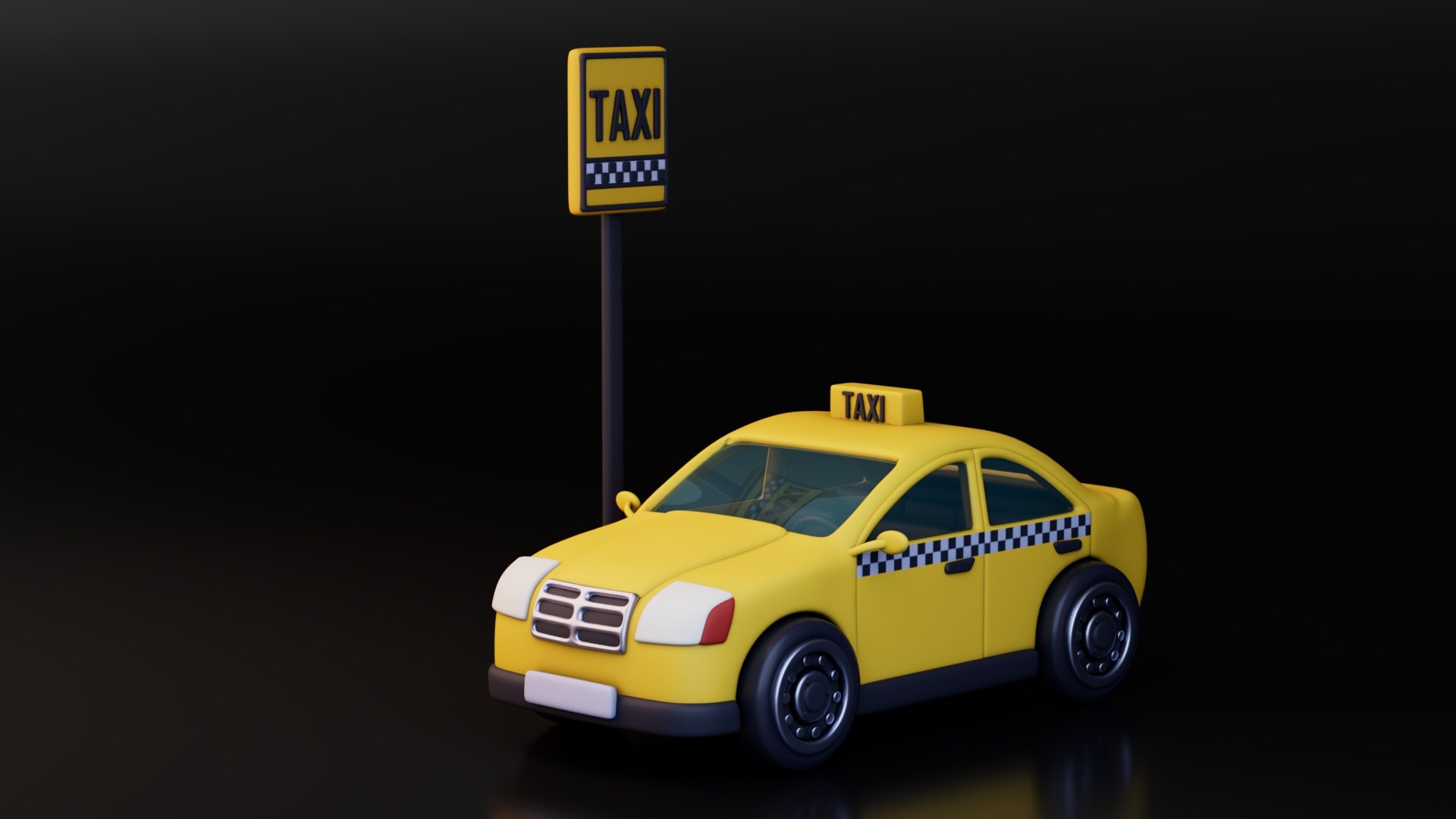 3D Model Low Poly Taxi With Taxi Sign - TurboSquid 2427468