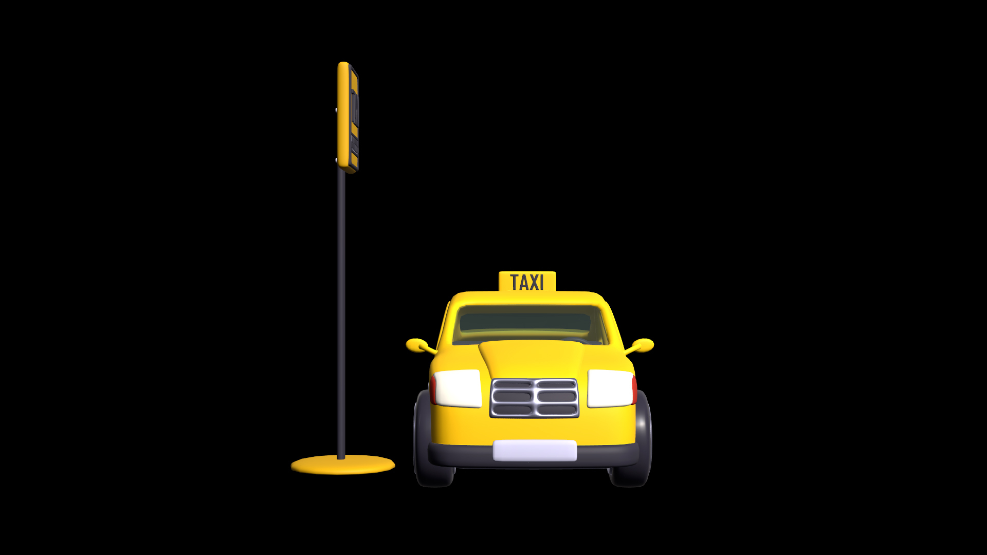 3D Model Low Poly Taxi With Taxi Sign - TurboSquid 2427468