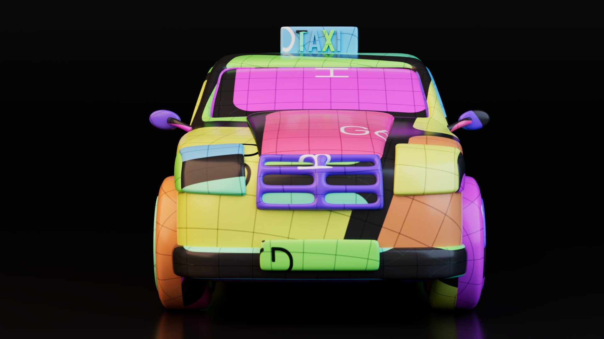 3D Model Low Poly Taxi With Taxi Sign - TurboSquid 2427468