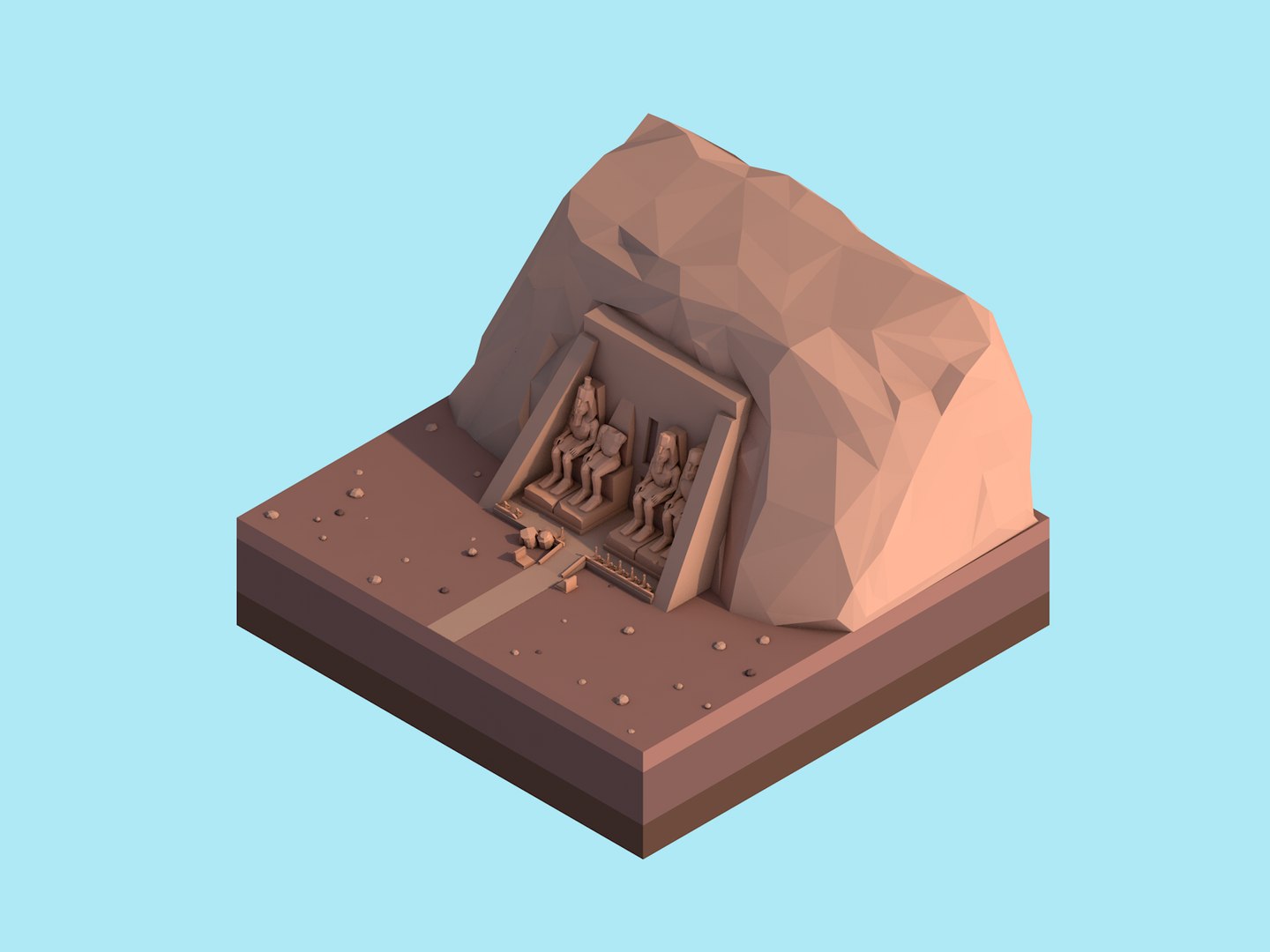 3D Cartoon Abu Simbel Landmark Model - TurboSquid 1513147