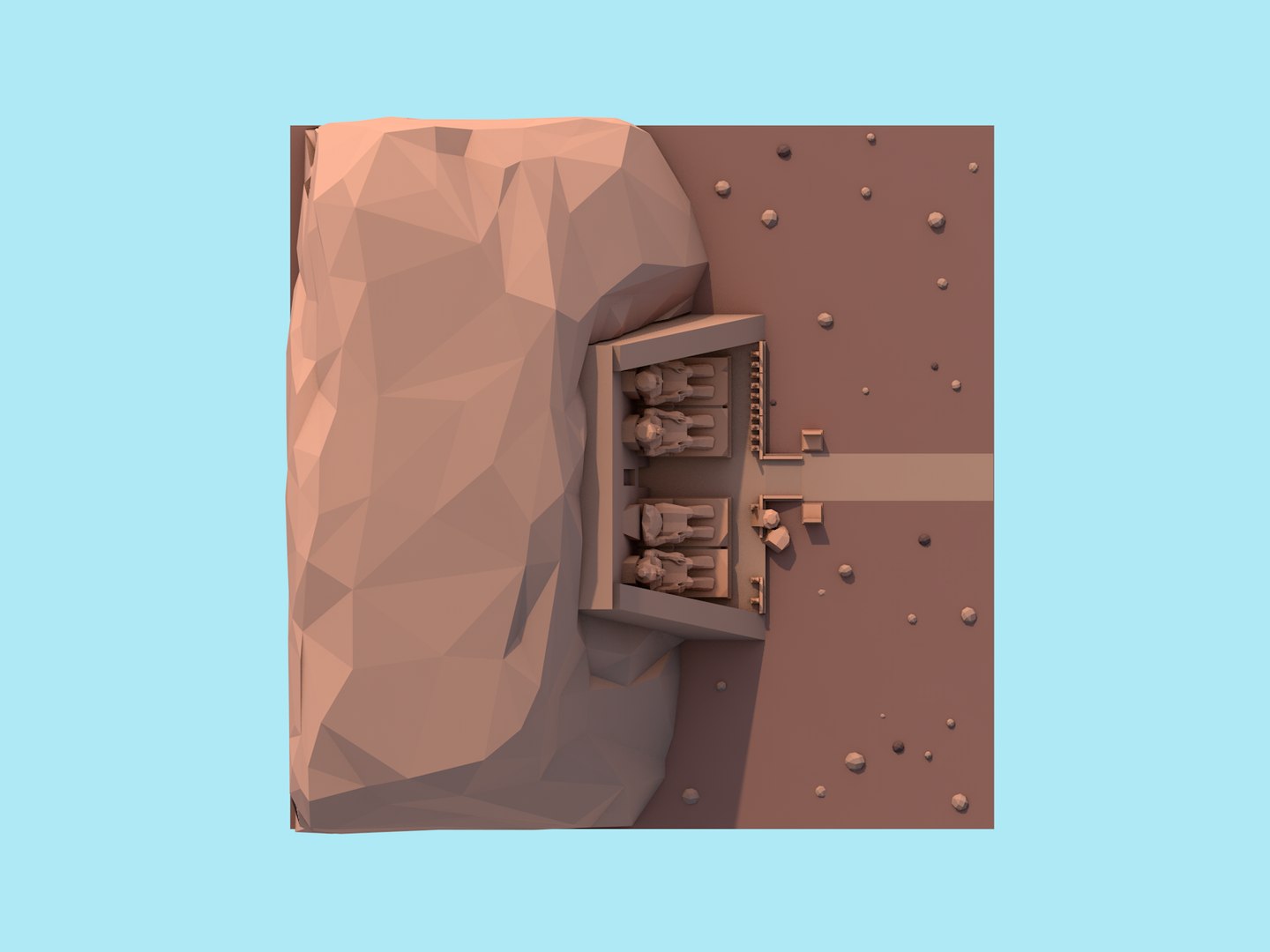 3D Cartoon Abu Simbel Landmark Model - TurboSquid 1513147