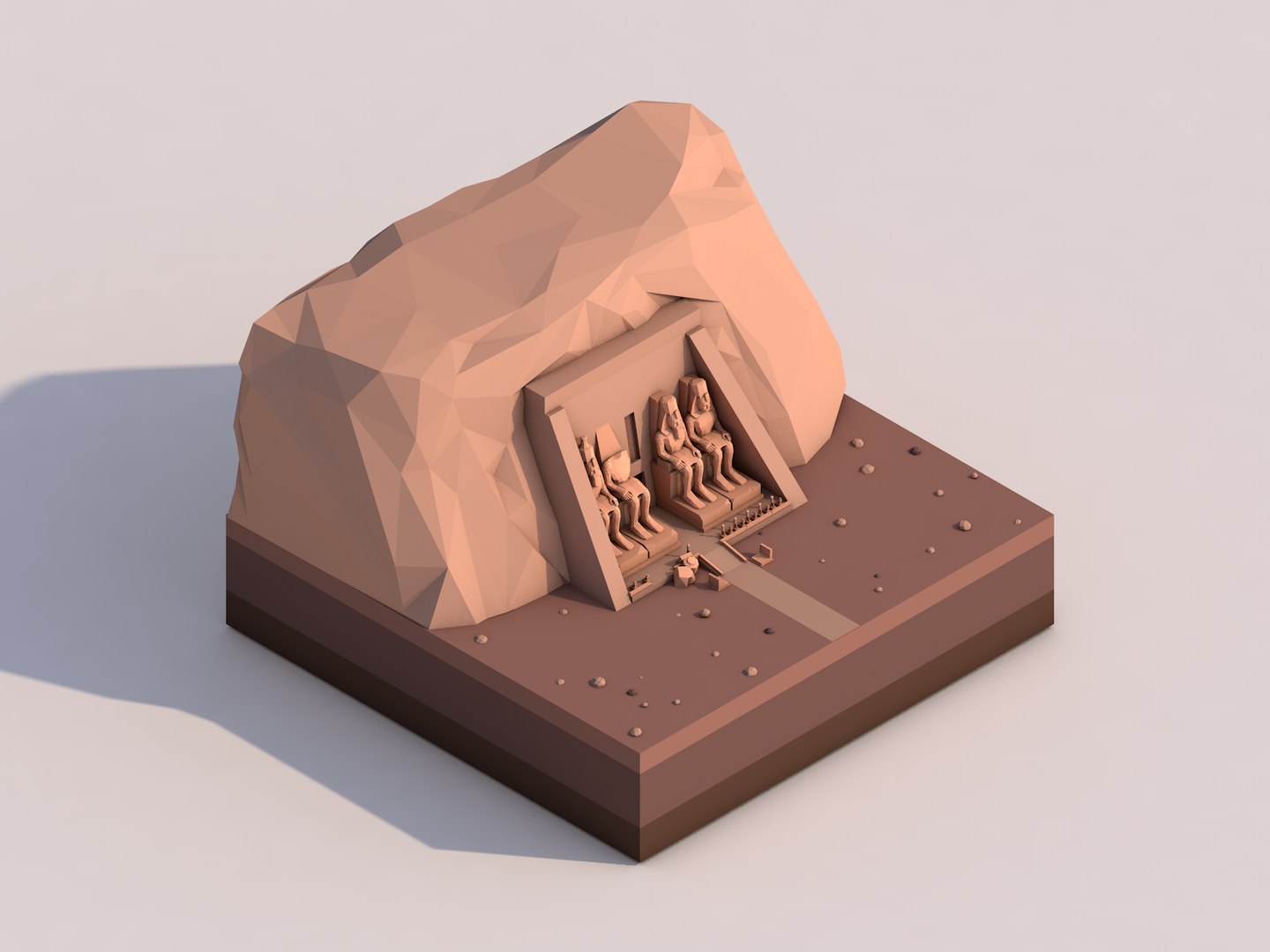 3D Cartoon Abu Simbel Landmark Model - TurboSquid 1513147