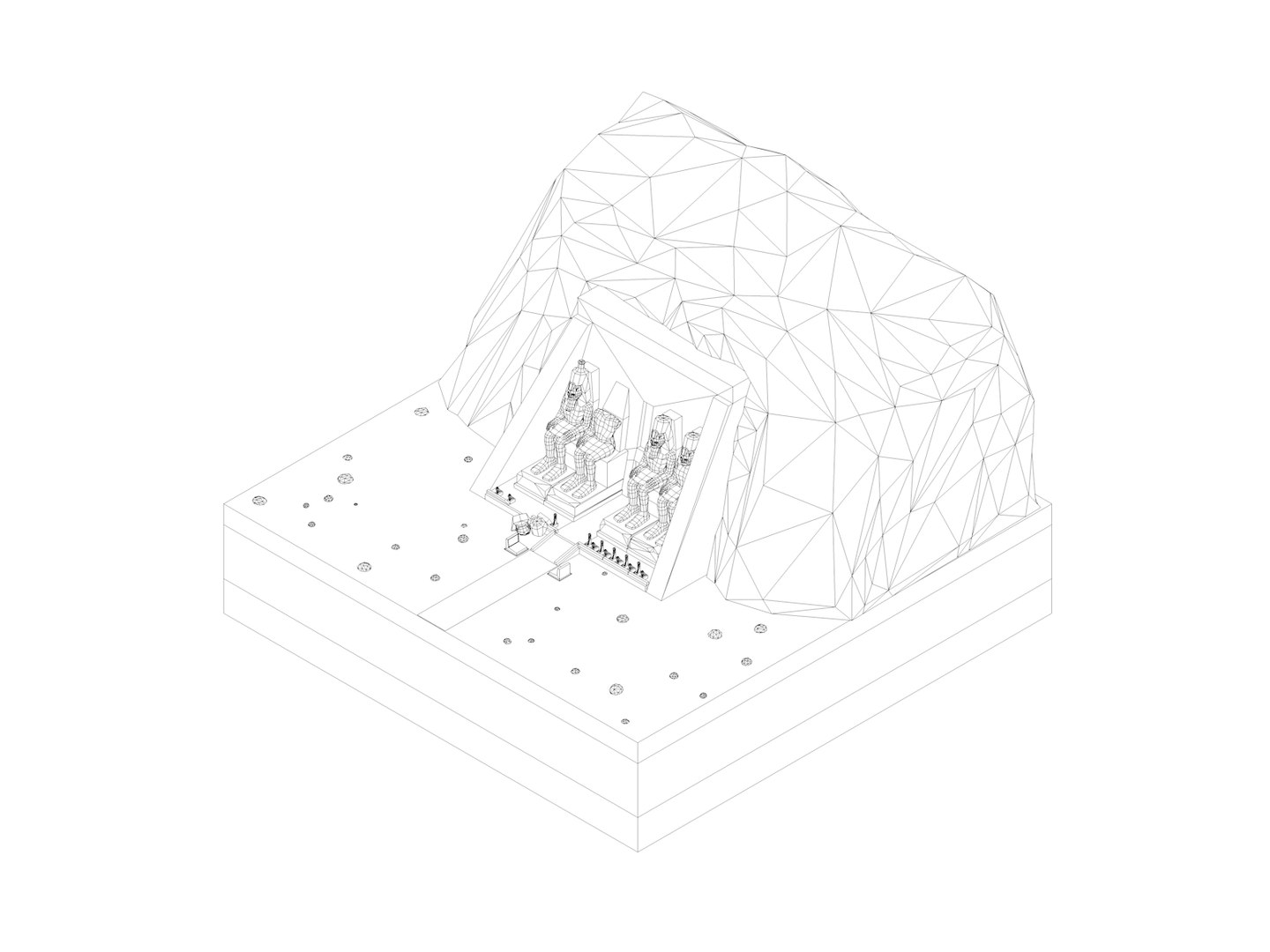 3D Cartoon Abu Simbel Landmark Model - TurboSquid 1513147