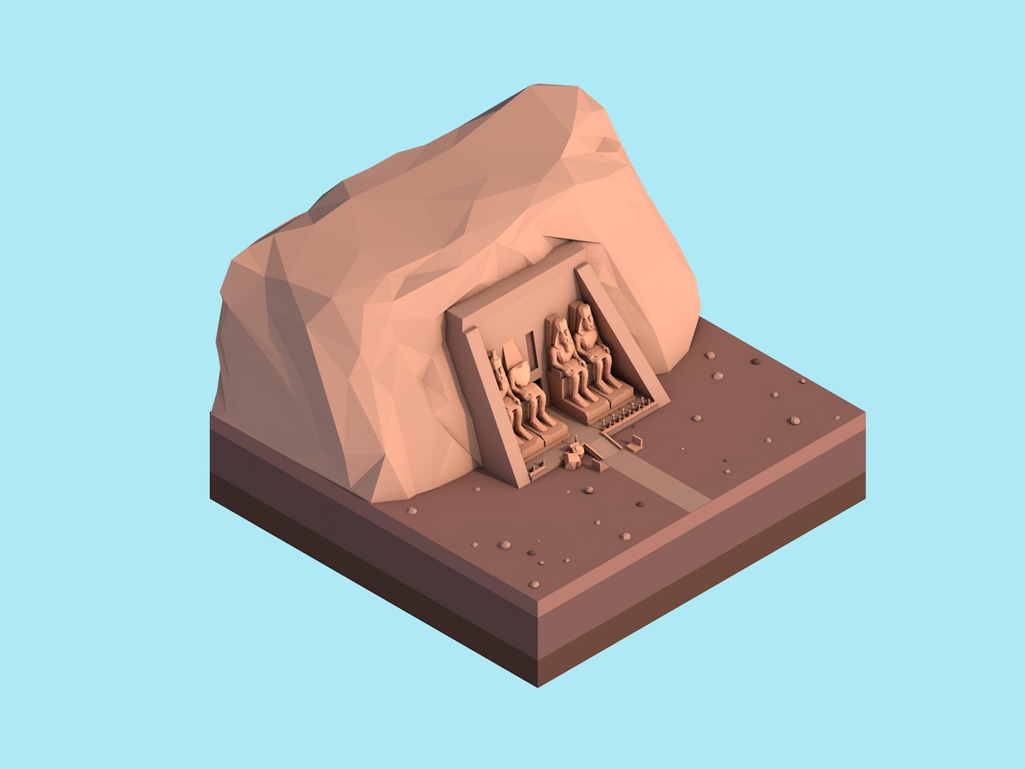 3D Cartoon Abu Simbel Landmark Model - TurboSquid 1513147