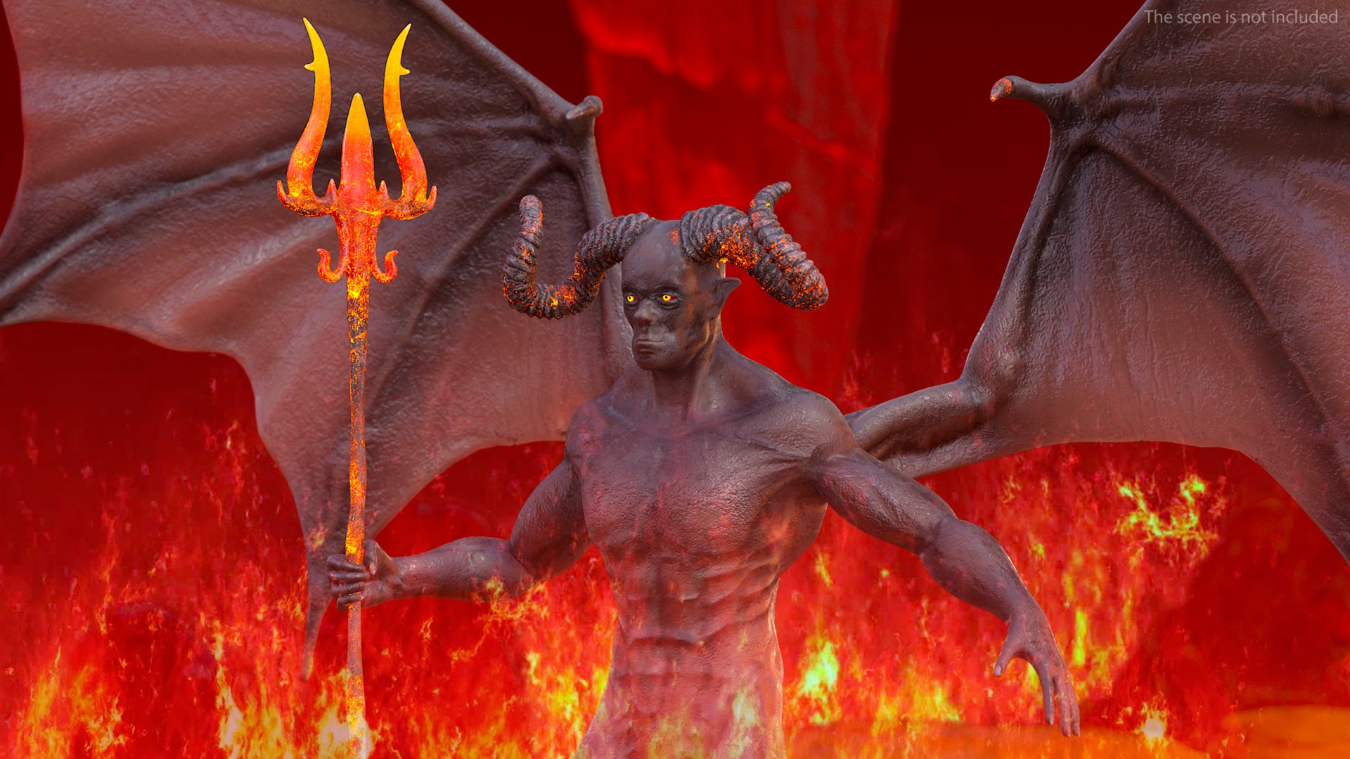 Devil Character With Trident Neutral Pose 3D - TurboSquid 1933595