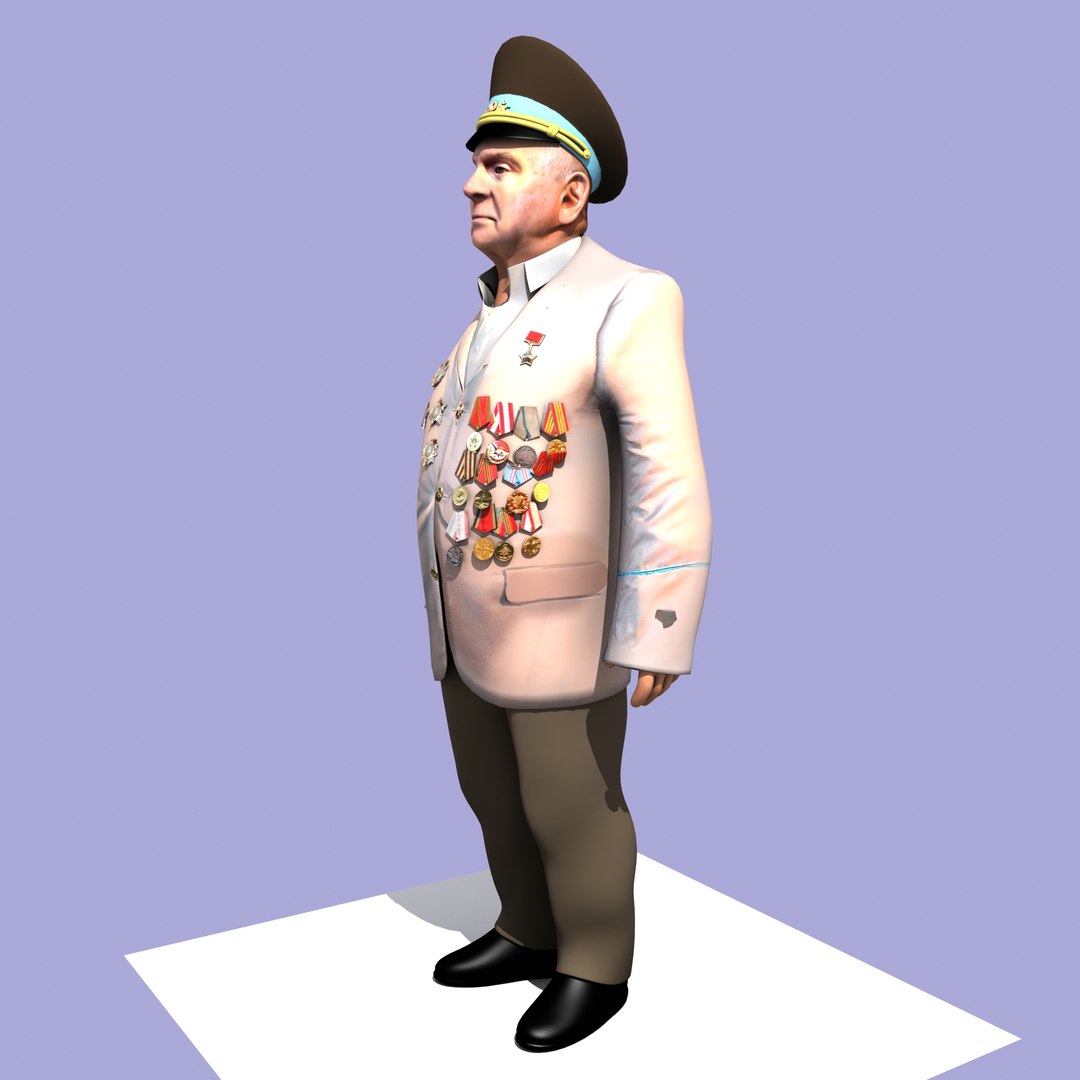 Man Retired Soviet General Model - TurboSquid 1264215