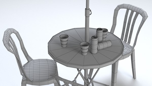 파라솔이 있는 테이블 3D 모델 - TurboSquid 2040004
