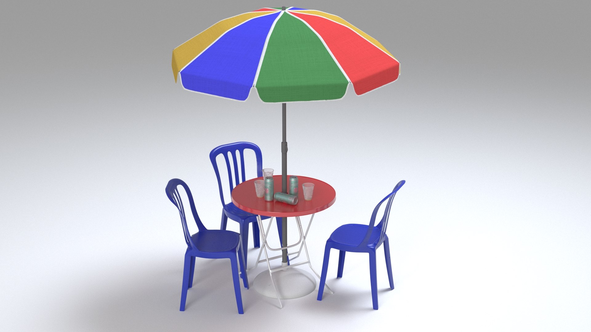 3D Table With Parasol - TurboSquid 2040004