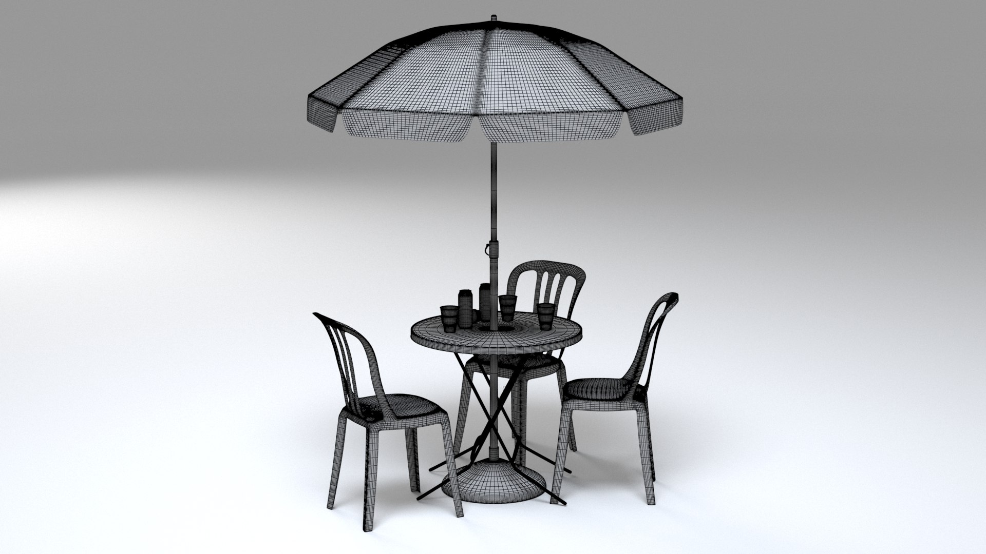 3D Table With Parasol - TurboSquid 2040004