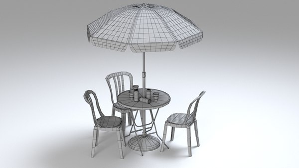 파라솔이 있는 테이블 3D 모델 - TurboSquid 2040004