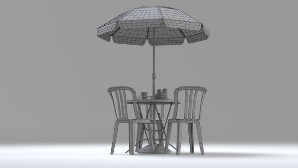 파라솔이 있는 테이블 3D 모델 - TurboSquid 2040004