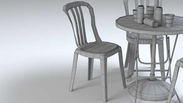 파라솔이 있는 테이블 3D 모델 - TurboSquid 2040004