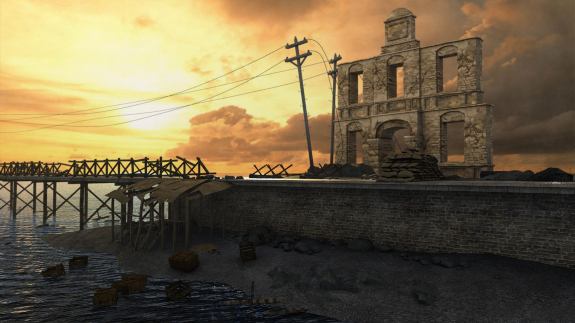 The Abandoned Ruins Bridge Pier Coast Port 3D Model - TurboSquid 1831210