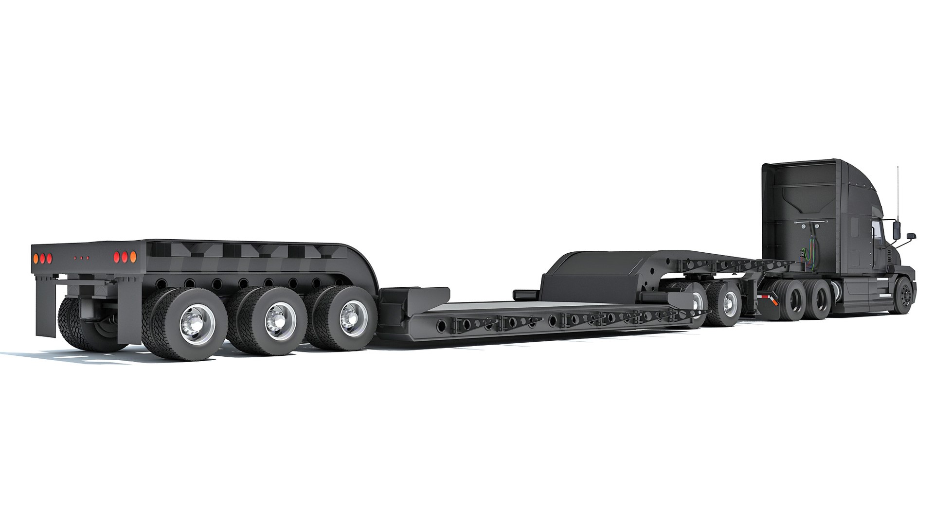 3D Truck with Lowboy Trailer model - TurboSquid 1955896