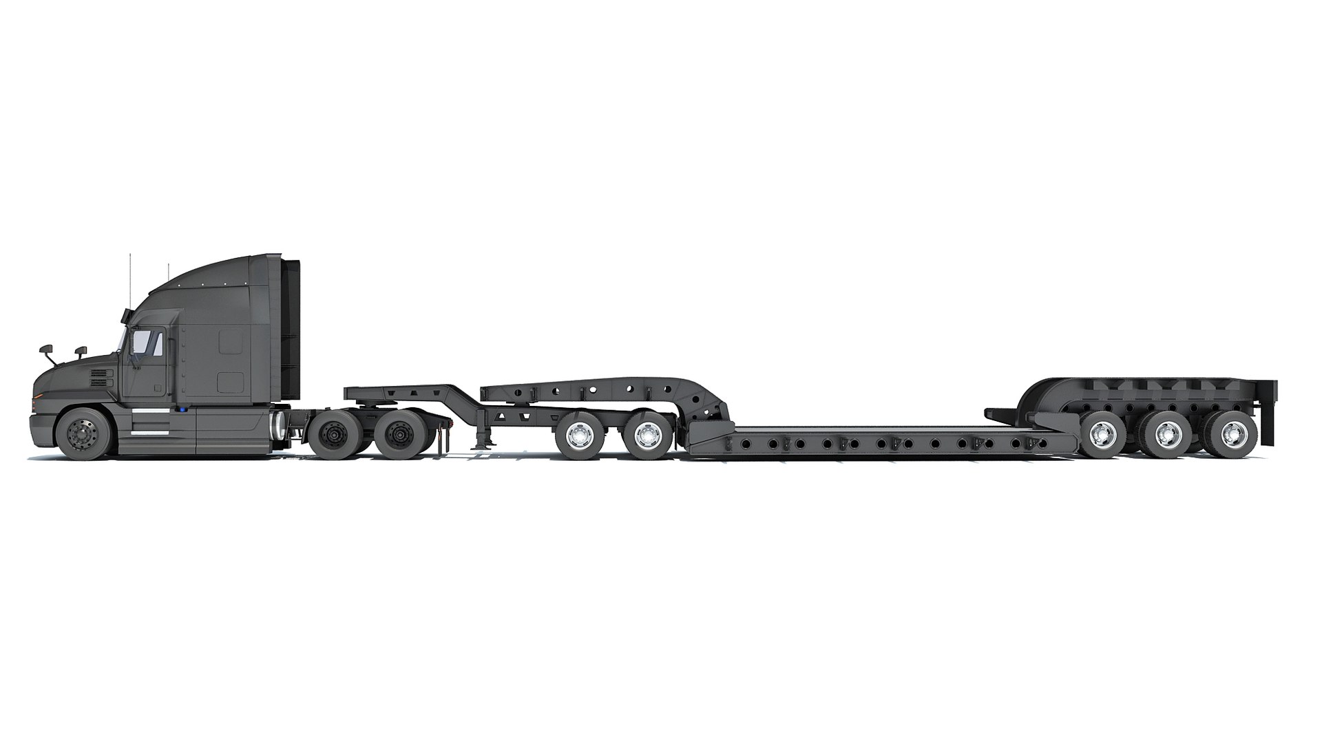 3D Truck with Lowboy Trailer model - TurboSquid 1955896