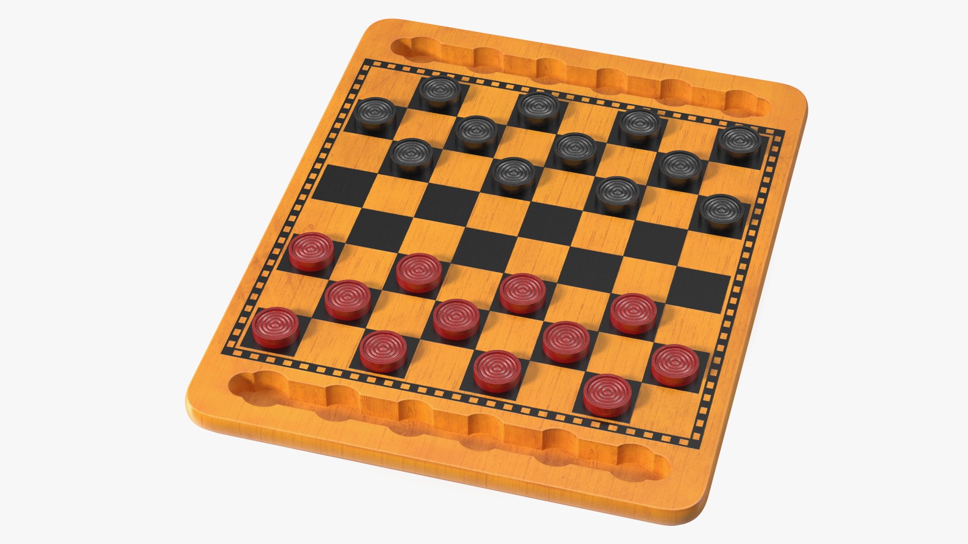 Wood Checkers Set Game Ready 3D model - TurboSquid 1933576