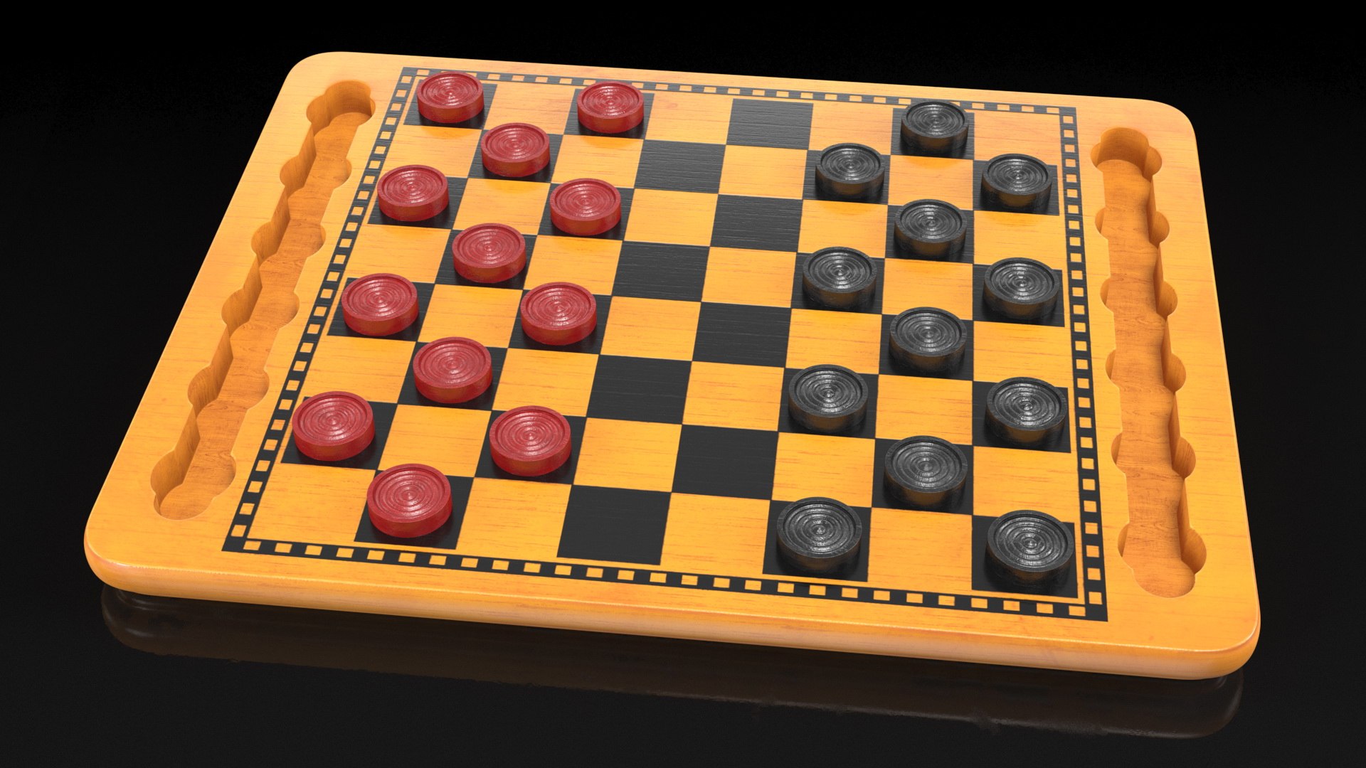 Wood Checkers Set Game Ready 3D Model - TurboSquid 1933576