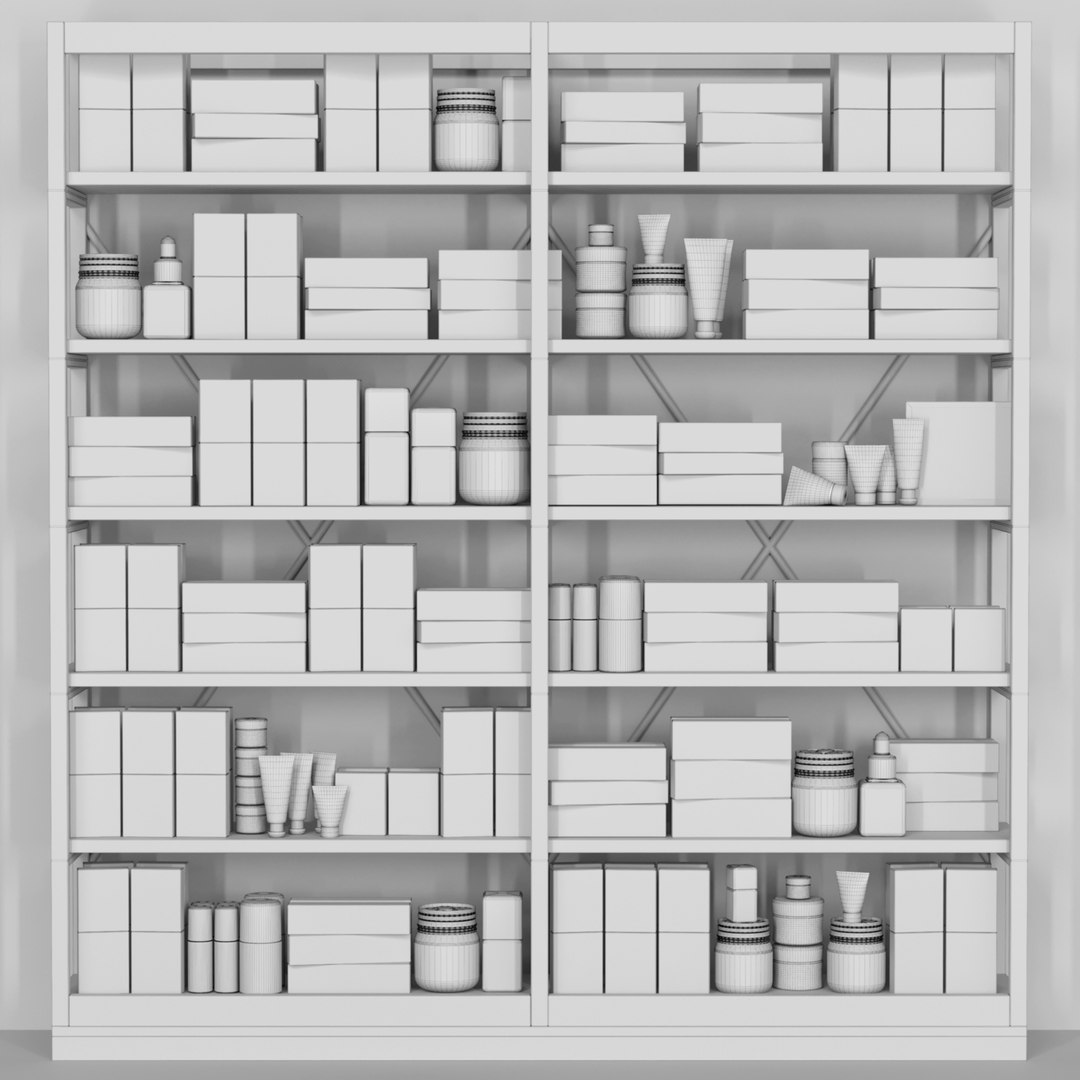 3D Model Rack With Cosmetics And Medicines - TurboSquid 1798013