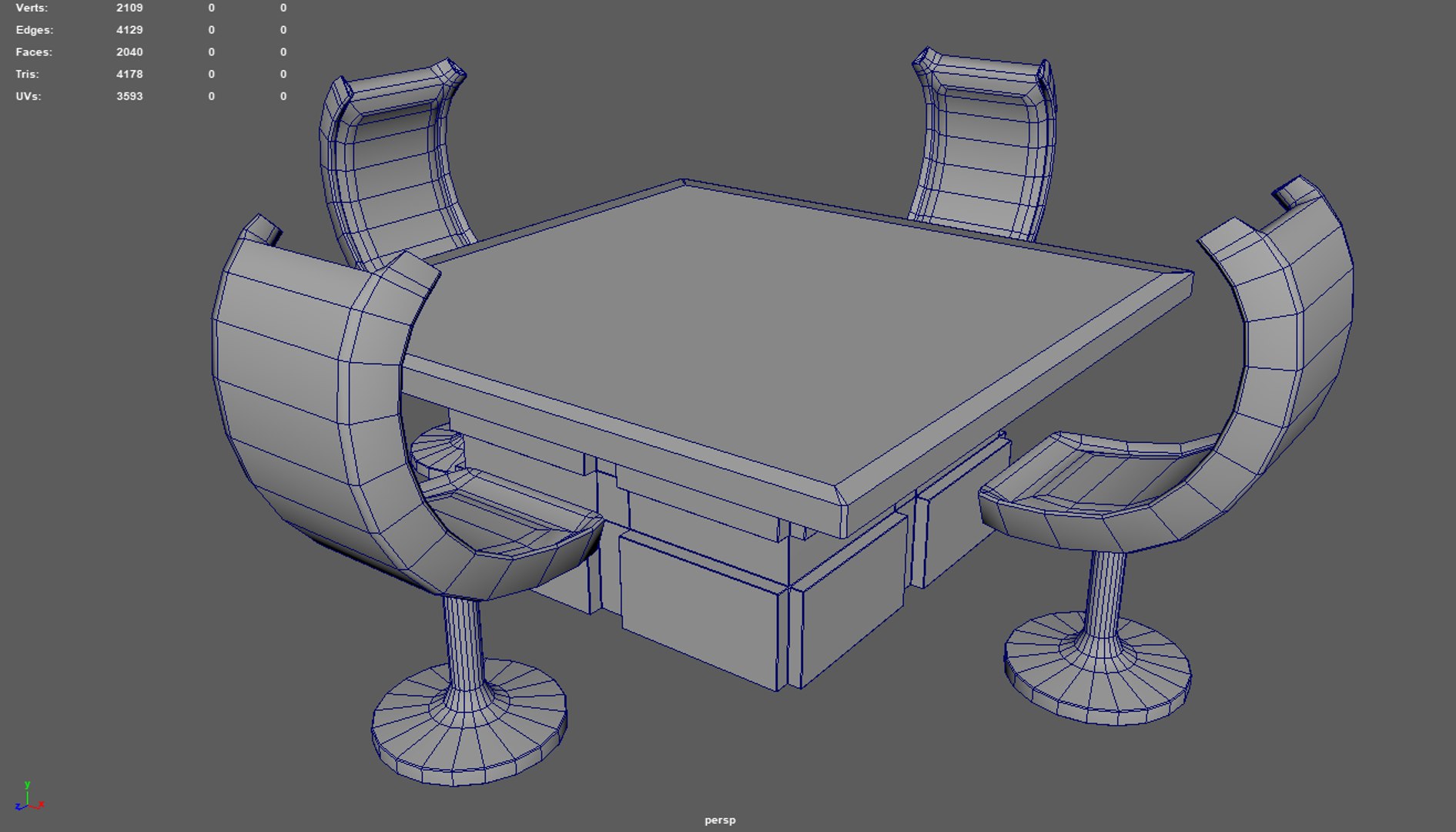 3D Low Poly Scifi Table Chairs 01 - TurboSquid 2096448