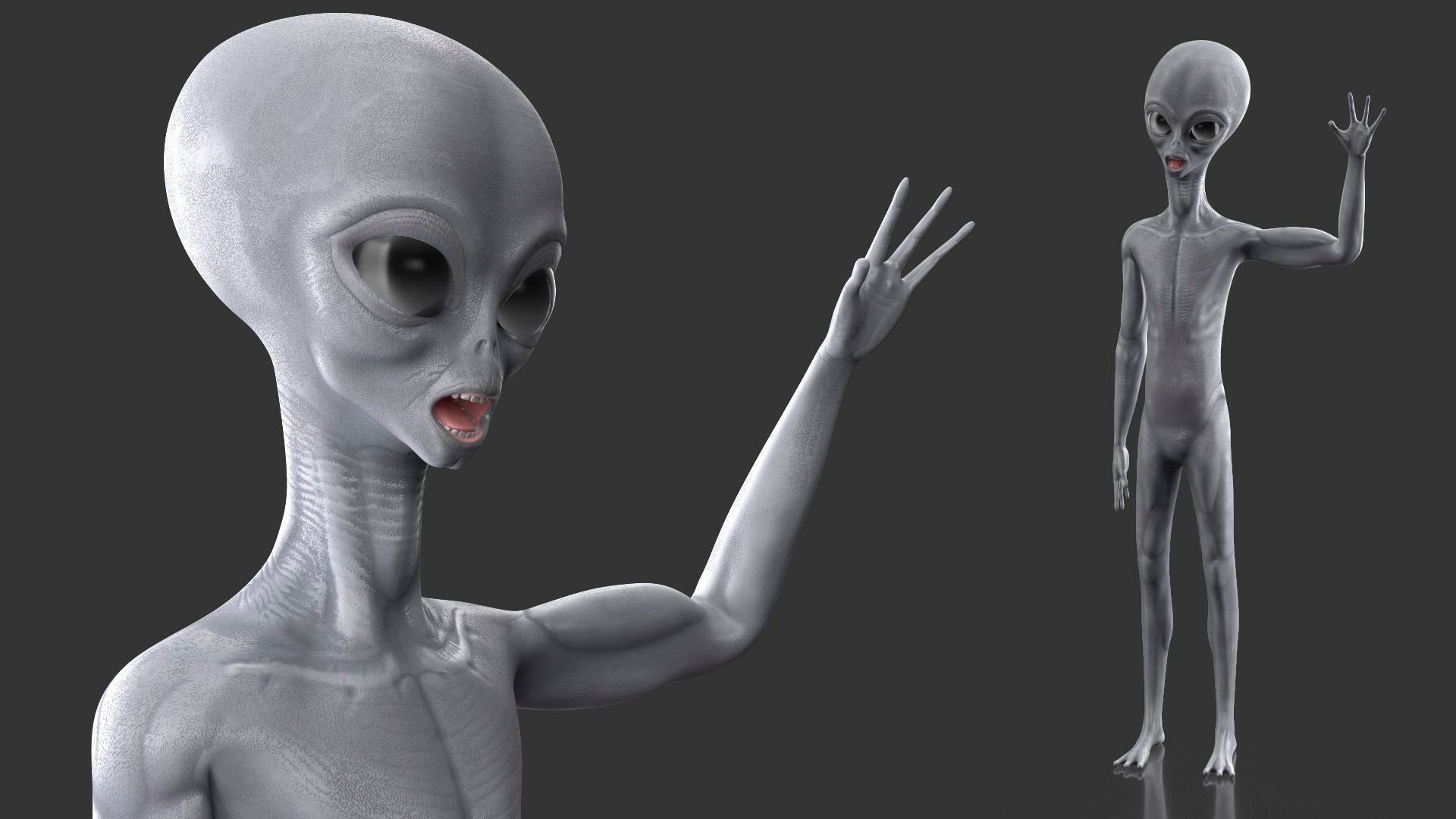 3D Model Alien Greetings Pose - TurboSquid 1889225