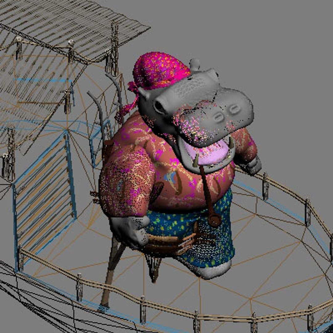 3d Adventure Hippos Maps Model
