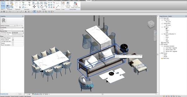 modelo 3d Salón de Revit con comedor 2 - TurboSquid 1552980