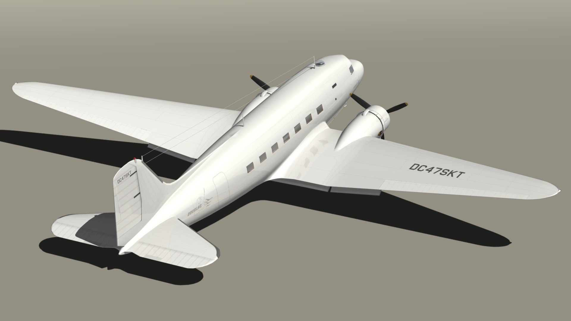 3D Douglas C47 Skytrain White Livery - TurboSquid 1994853