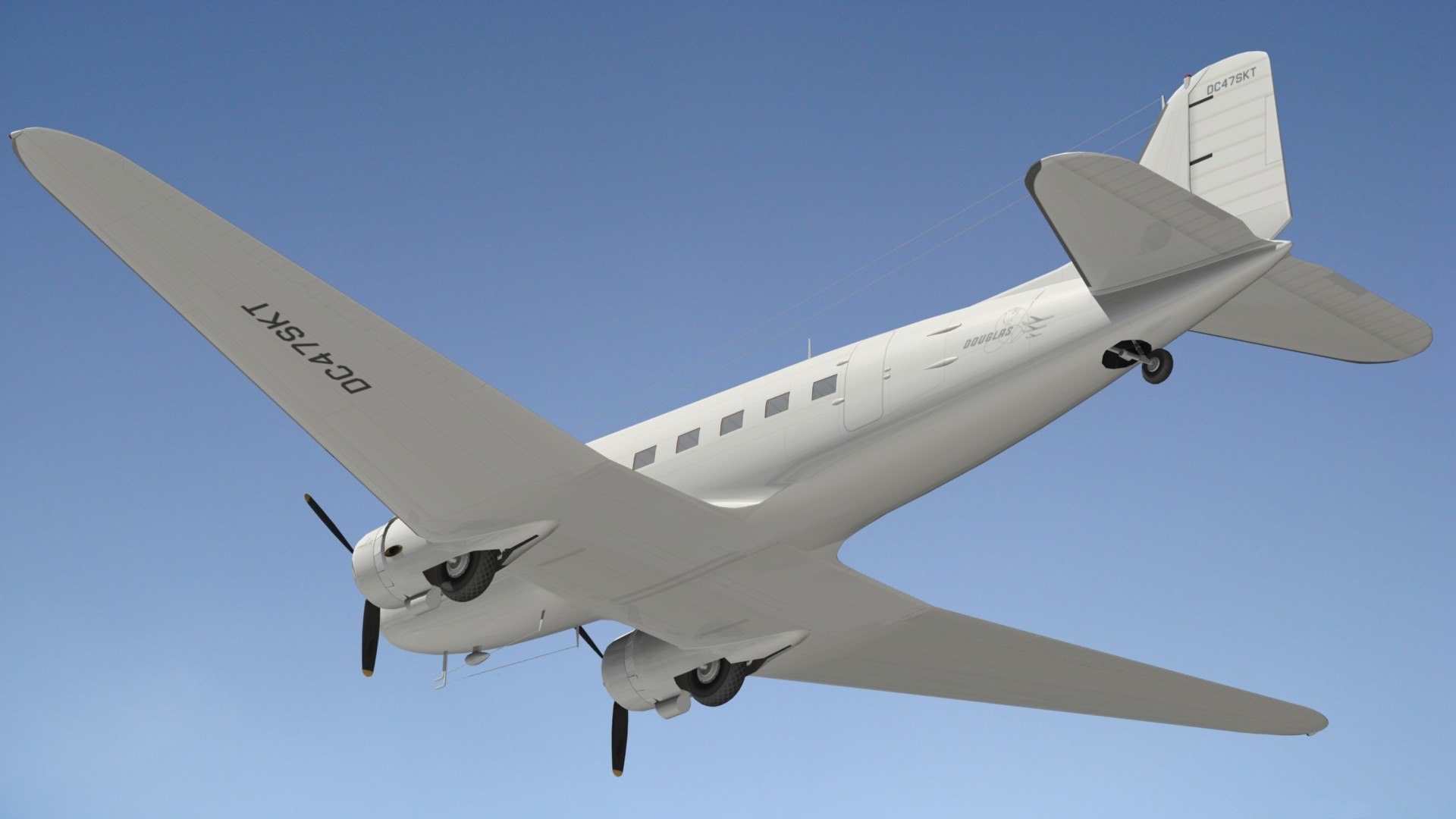 3D Douglas C47 Skytrain White Livery - TurboSquid 1994853