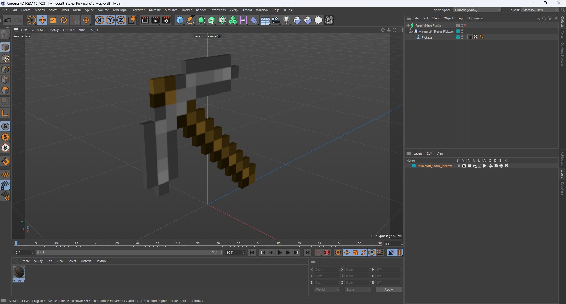 Minecraft Stone Pickaxe 3D - TurboSquid 2292874