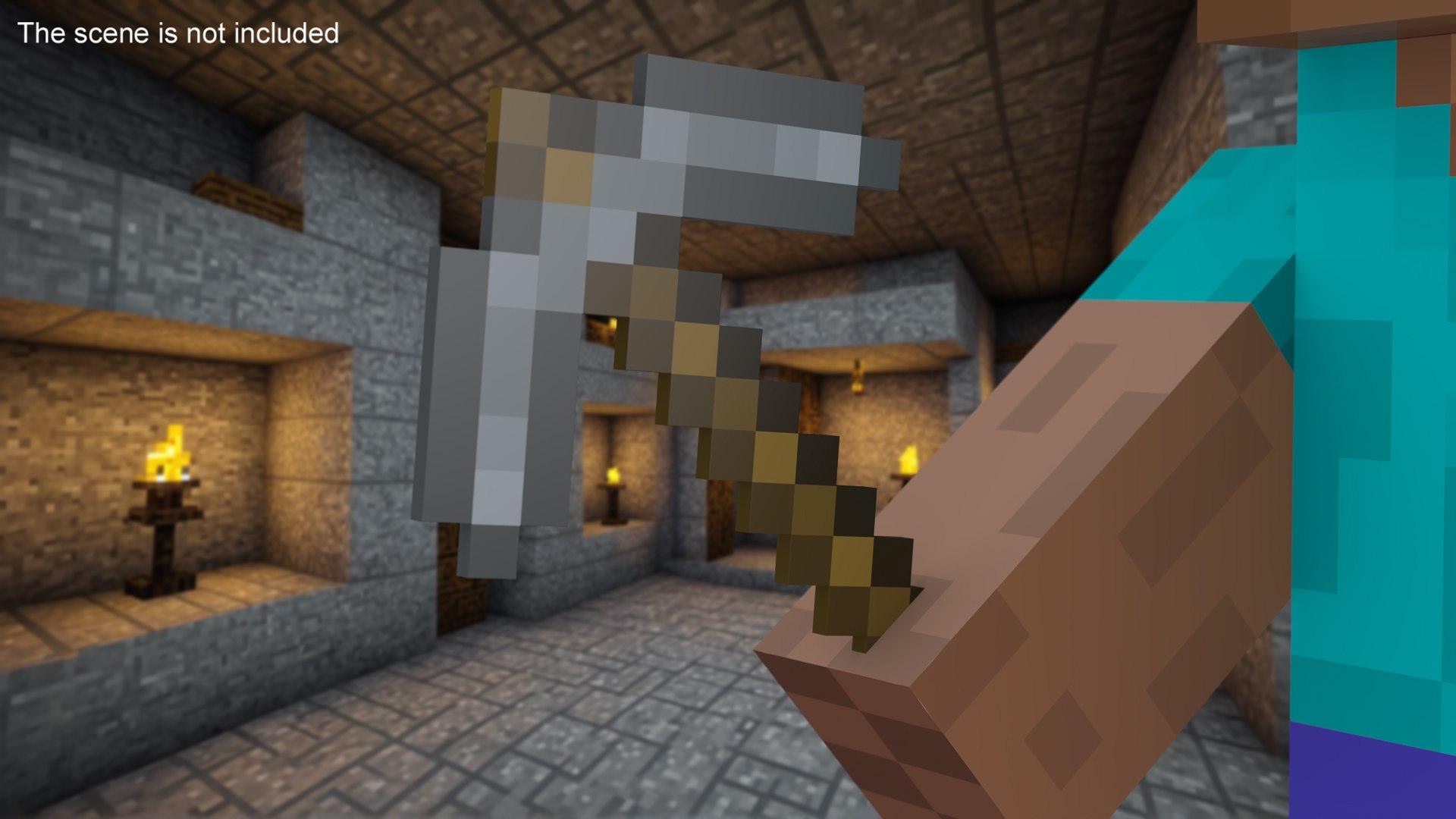 Minecraft Stone Pickaxe 3D - TurboSquid 2292874