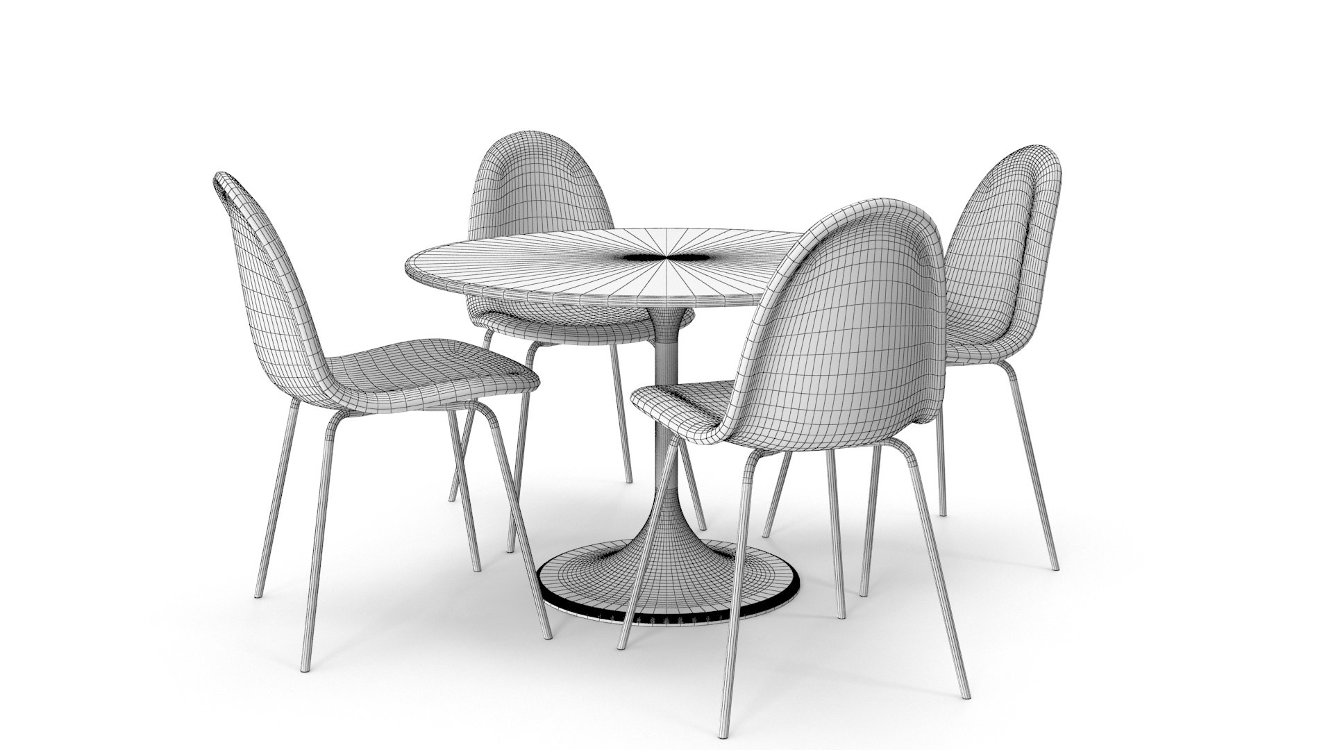 Round Dining Table Set 3D Model - TurboSquid 1771414