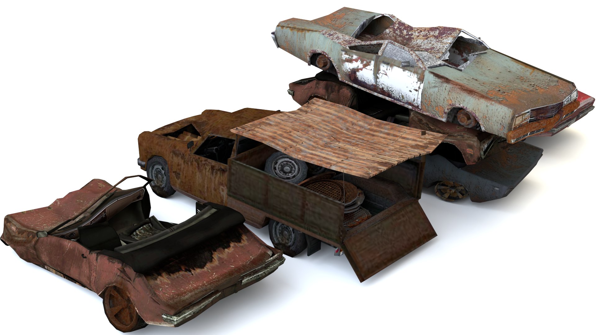 3D Old Wrecked Cars Mini Pack - TurboSquid 1852987