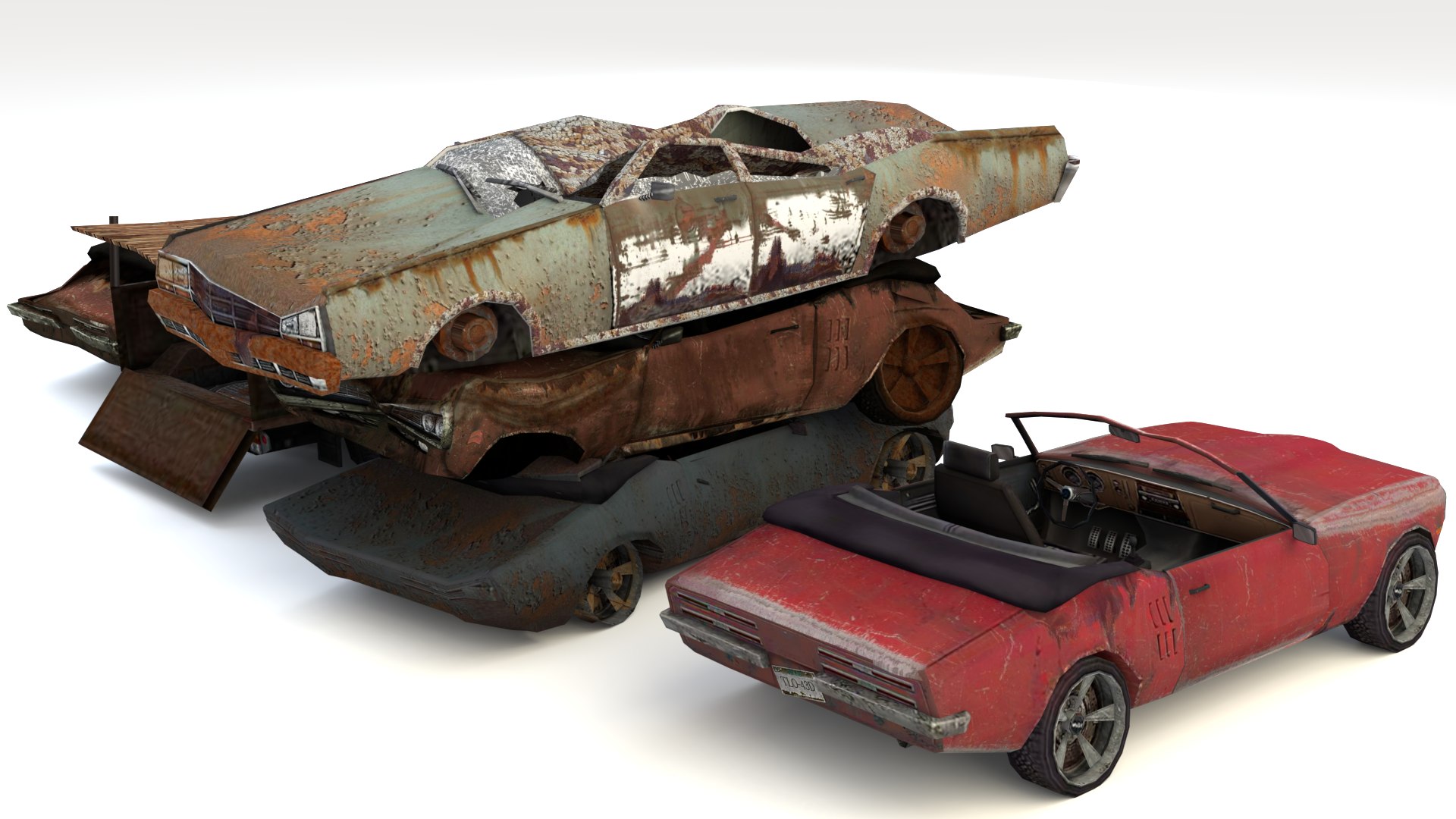3D Old Wrecked Cars Mini Pack - TurboSquid 1852987
