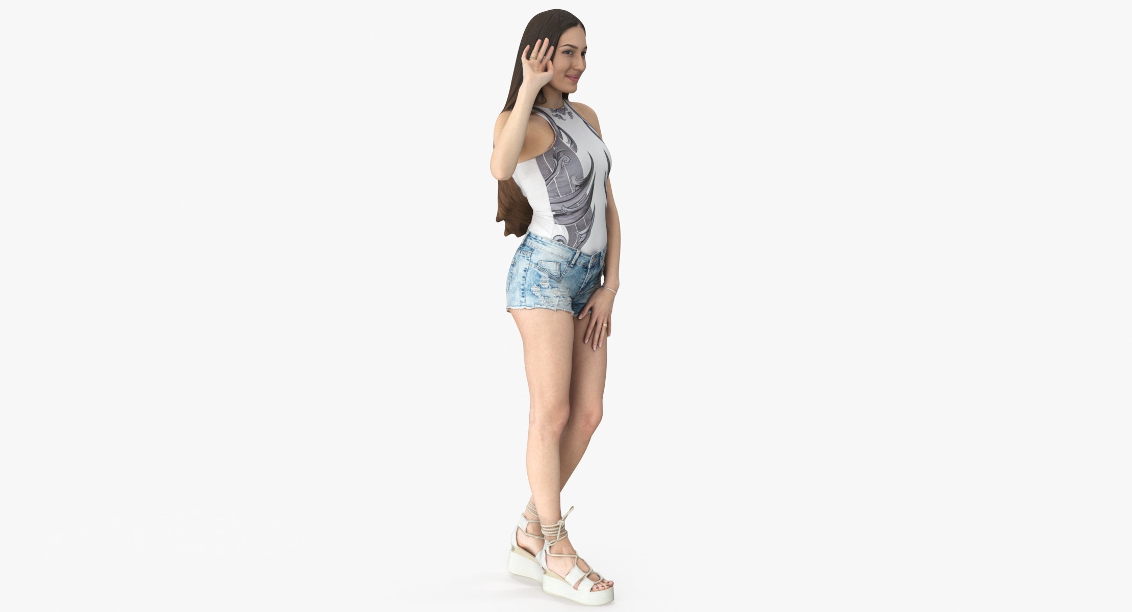 Elizabeth Casual Summer Interacting Pose 02 3D model - TurboSquid 1784477