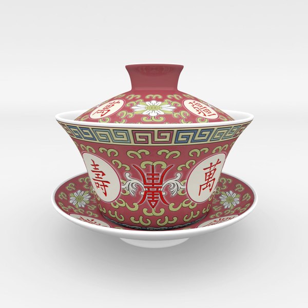 3d model traditional chinese porcelain tea set