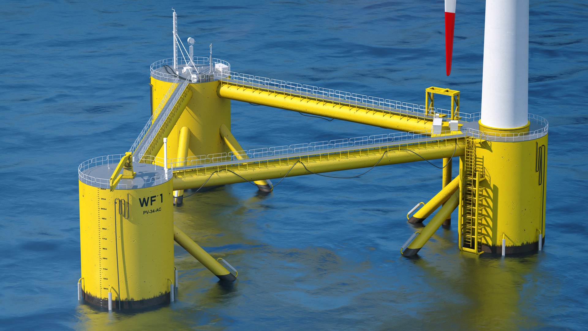3D Model Floating Offshore Wind Turbine - TurboSquid 1850270