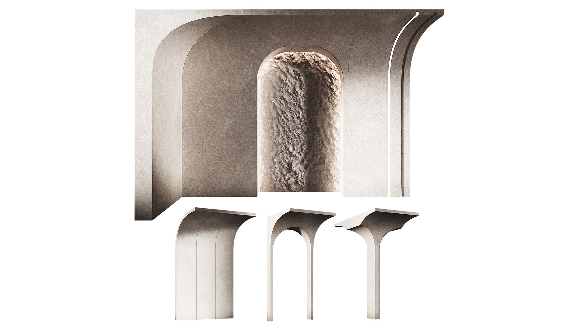 3D Modular Wall Decorative Panels Rounded Arched Openings Modular ...