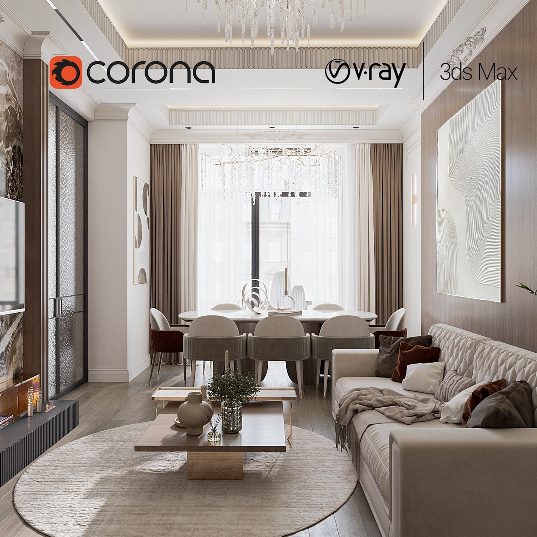 Livingroom And Kitchen Design 3D Model - TurboSquid 2321732