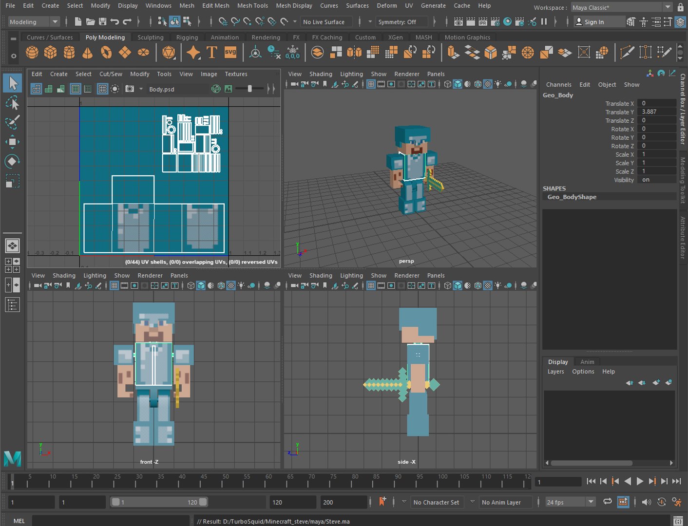 3D Steve Diamond Armor - TurboSquid 1501210